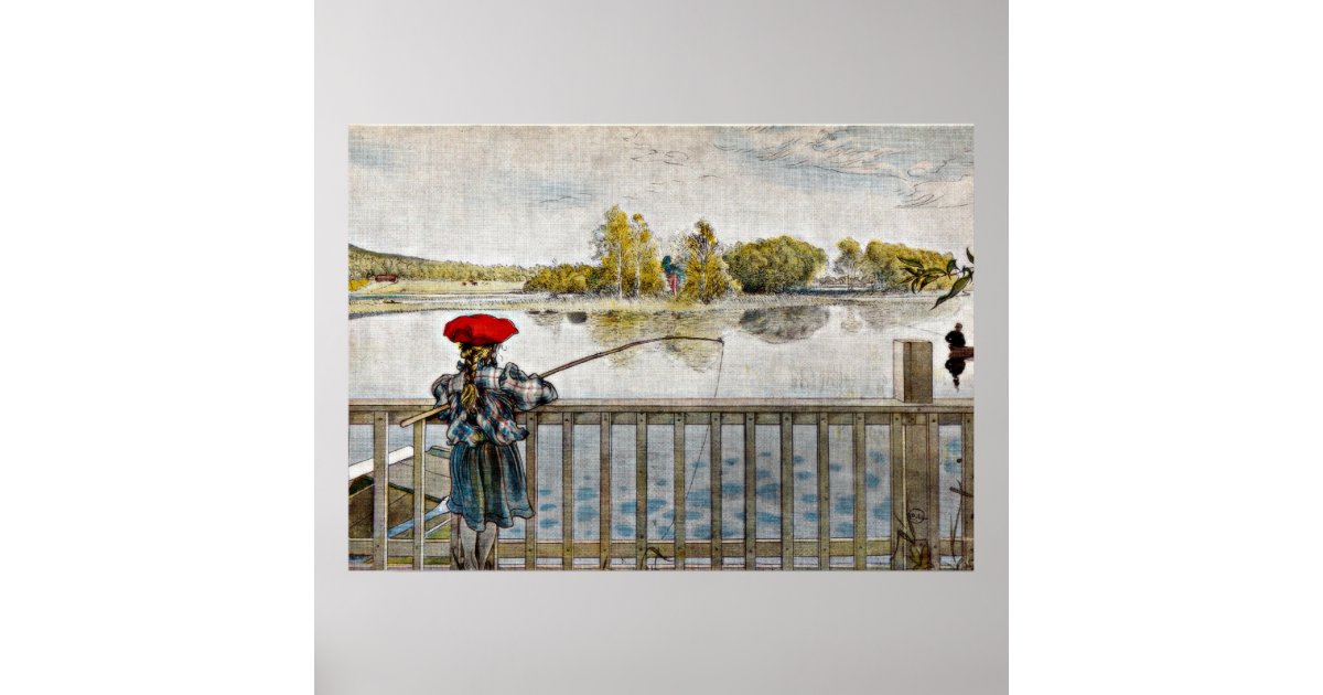 Carl Larsson art: Lisbeth Fishing Poster | Zazzle.se