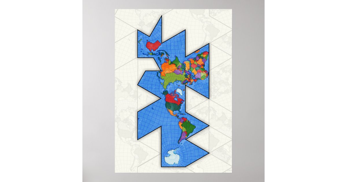 Dymaxion World map Poster | Zazzle.se