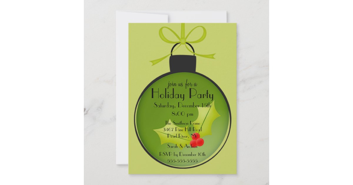 Jul Holly Ornament Julfest-inbjudan Inbjudningar | Zazzle.se