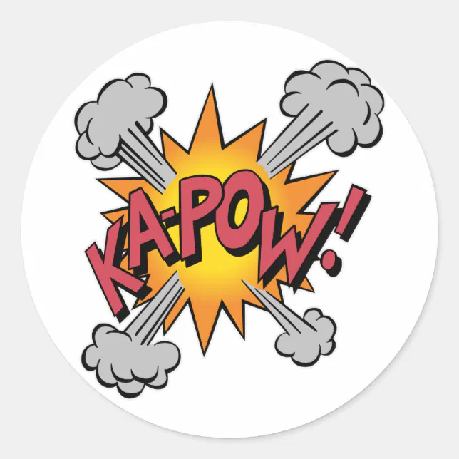 KA-POW! Tecknad Bok Graphic Runt Klistermärke | Zazzle.se