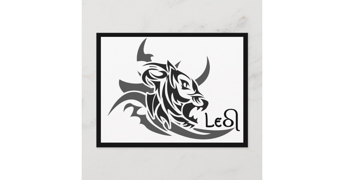 Leo Tribal Lejon Tattoo Vykort | Zazzle.se