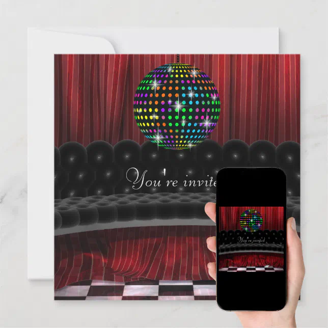 Mall för inbjudan till Disco Party-grupp i Spegel | Zazzle.se