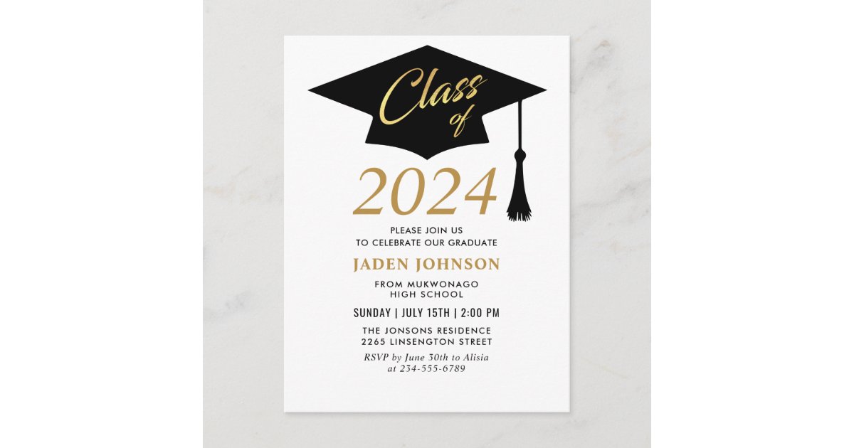 Modern klass för 2024-Studentfestens inbjudan | Zazzle.se