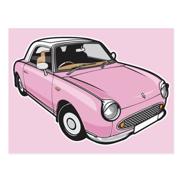 Rosa Bil Vykort | Zazzle.se