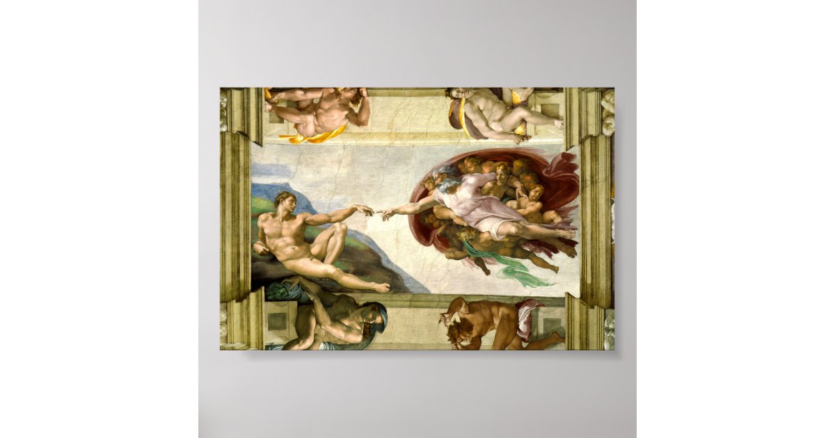 Skapelsen av Adam av Michelangelo Poster | Zazzle.se