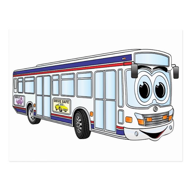 Tecknad Buss Vykort | Zazzle.se