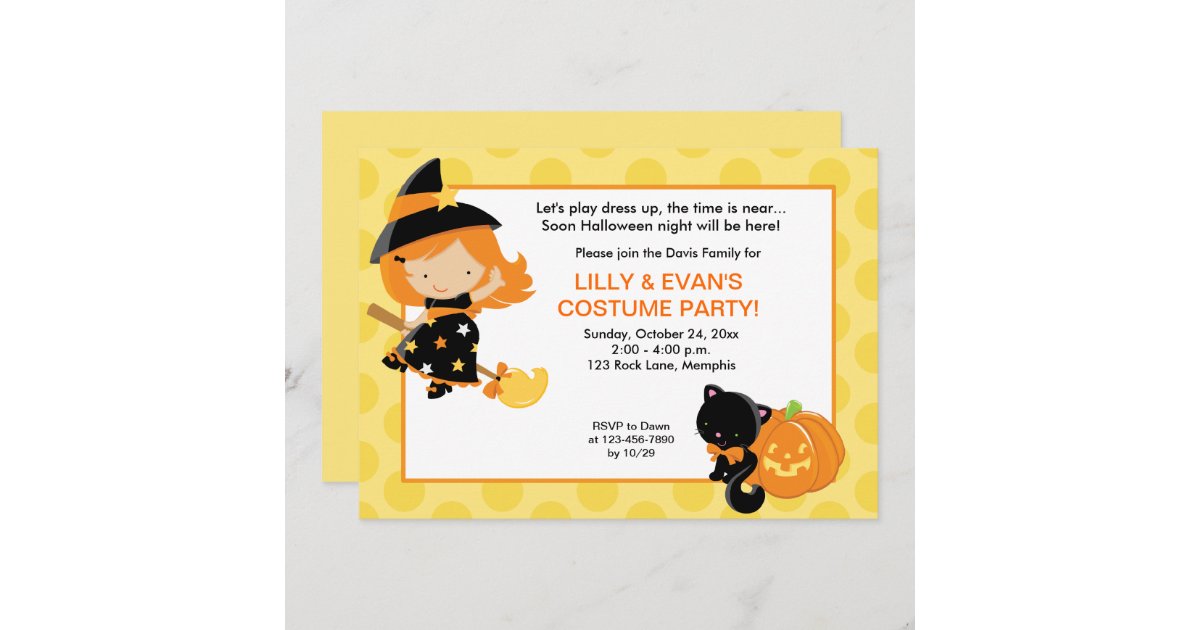 Witch Halloween fest Girls födelsedag Inbjudan | Zazzle.se